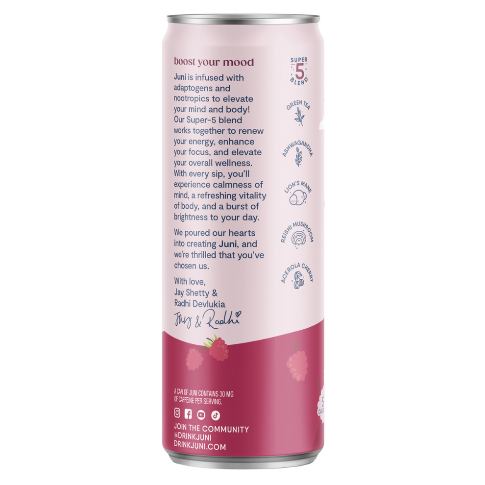 Juni Sparkling Adaptogenic Tea - Raspberry – Drink Juni
