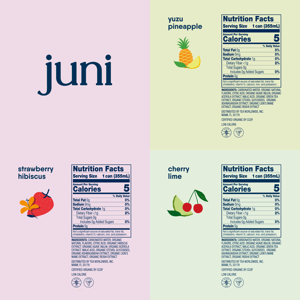 Juni Sparkling Adaptogen Drinks | All Flavor Variety Bundle | 24 pack ...