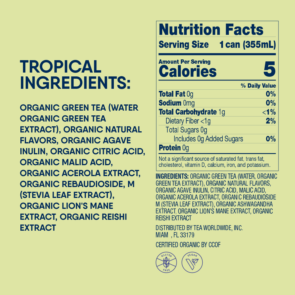 Juni Sparkling Adaptogenic Tea | Tropical, Passion & Dragonfruit Blend ...