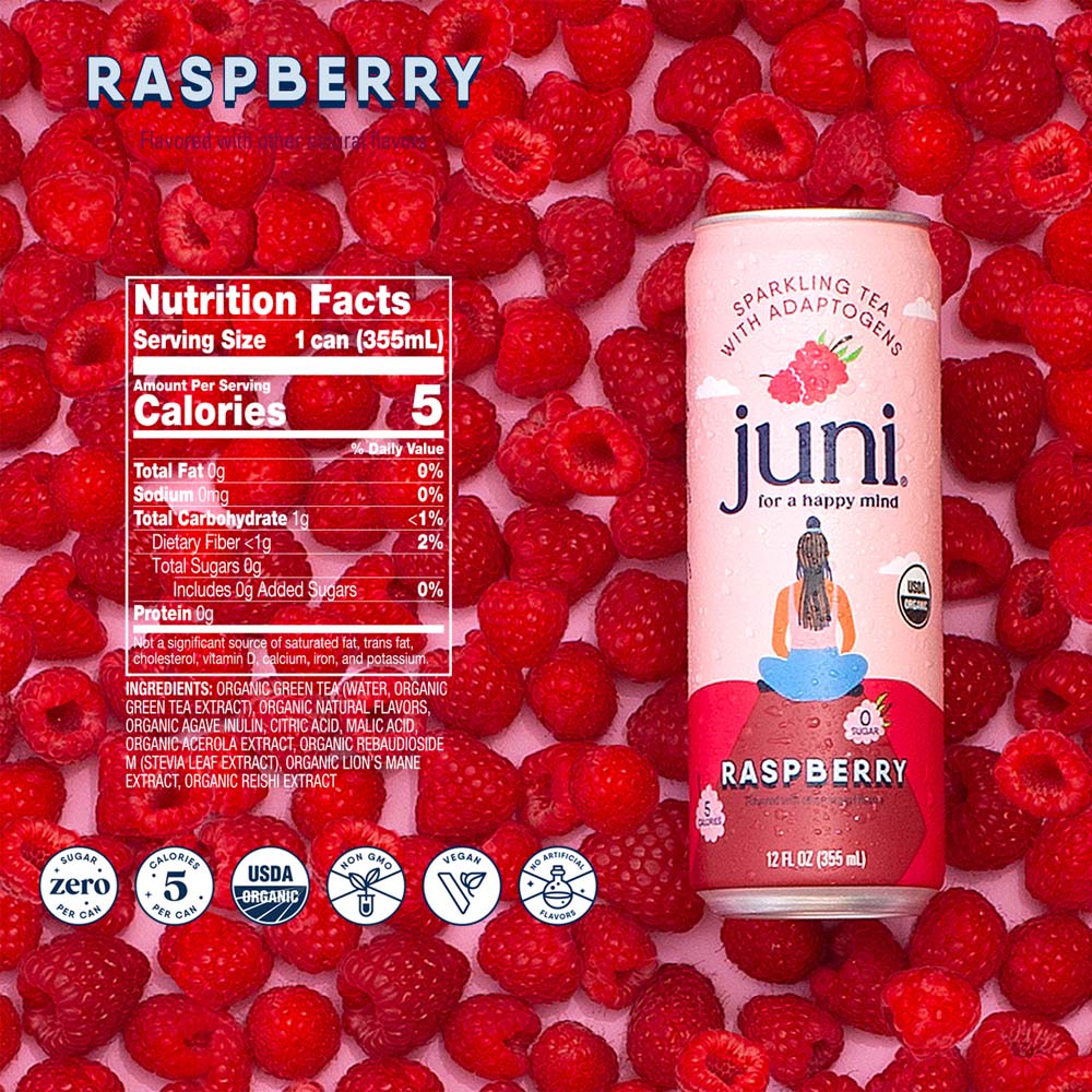 Juni Sparkling Adaptogenic Tea - Raspberry – Drink Juni