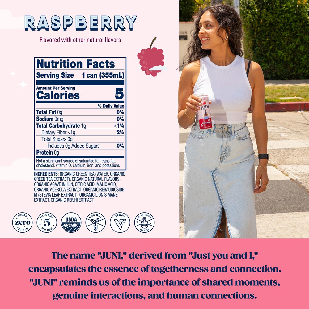 Juni Sparkling Adaptogenic Tea - Raspberry – Drink Juni