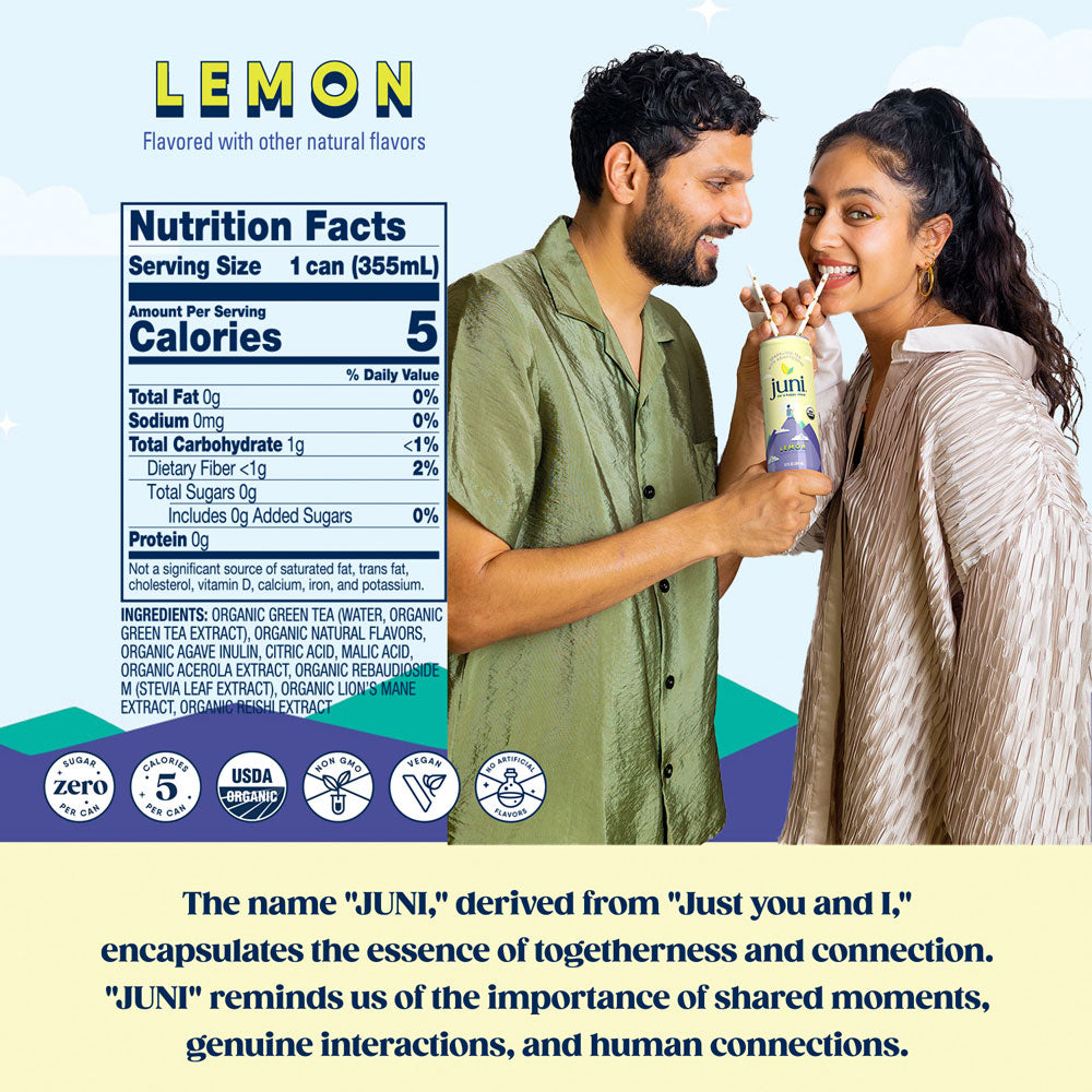Juni Sparkling Tea with Adaptogens | Lemon Flavor | 12-Pack – Drink Juni