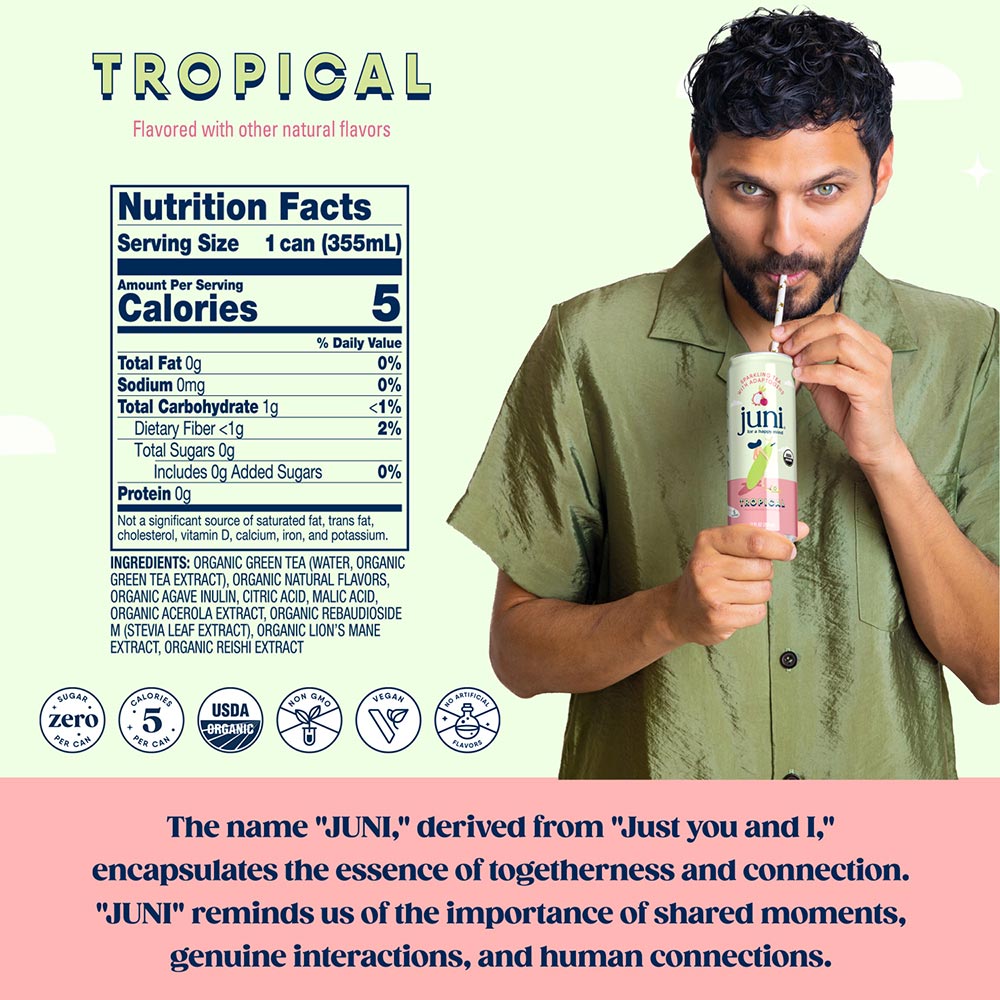 Juni Sparkling Adaptogenic Tea | Tropical, Passion & Dragonfruit Blend ...